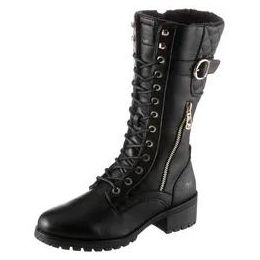 Winterstiefel Mustang SHOES Gr. 42, Varioschaft, schwarz Damen Schuhe mit goldfarbenen Akzenten