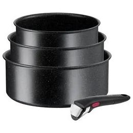 Topf-Set Tefal "L39996 Ingenio Black Stone" Töpfe Gr. + Höhe 11,5 cm, schwarz Antihaft, Thermo-Signal, abnehmbarer Griff, alle Herdarten, Induktion