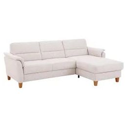 Ecksofa Home Affaire "Palmera L-Form" Sofas Gr. B/H/T: 244cm x 89cm x 163cm, Struktur, Recamiere rechts, ohne Bettfunktion-ohne Bettkasten, beige (natur) Federkern, wahlweise mit Bettfunktion und mitohne Bettkasten