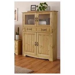 Highboard Home Affaire "Trinidad" Sideboards Gr. B/H/T: 102cm x 155cm x 37cm, beige (natur) Vitrine, Breite 102 cm