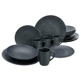 Kombiservice Creatable "Schiefer Black" Geschirr-Sets Gr. 16 tlg., schwarz robuste, kratzfeste, seidenmatte Glasur