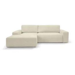 Ecksofa WERK2 "Hugo-L L-Form" Sofas Gr. B/H/T: 267cm x 85cm x 167cm, Cord, Recamiere links, Schlaffunktion und Bettkasten, beige (natur) Design Ecksofa in Cord mit Schlaffunktion & Bettkasten