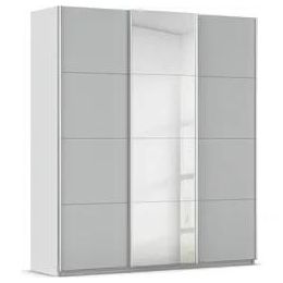 Schwebetürenschrank Rauch "Kleiderschrank Schrank Garderobe AGORDO mit Dekor- oder Hochglanzfront" Schränke Gr. B/H/T: 203cm x 229cm x 62cm, 3 St., grau (seidengrau) durchdachte Innenausstattung, in 4 Breiten und 2 Höhen MADE IN GERMANY