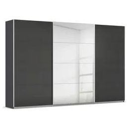 Schwebetürenschrank Rauch "Kleiderschrank Schrank Garderobe AGORDO mit Dekor- oder Hochglanzfront" Schränke Gr. B/H/T: 360cm x 229cm x 62cm, 3 St., grau (graumetallic/hochglanz effektgrau) durchdachte Innenausstattung, in 4 Breiten und 2 Höhen MADE IN GERMANY