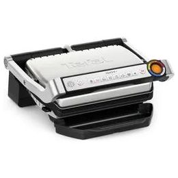 Kontaktgrill Tefal "GC717D OptiGrill+" Kontaktgrill_Standgrill_Tischgrill_Teppanyakigrill silberfarben (gebürsteter edelstahl) erneuerte Kochstufenanzeige, 6 Automatikprogramme, inkl. Rezeptbuch