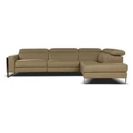 Ecksofa Calia italia "Pier, Design und erstklassiger Sitzkomfort im Einklang, L-Form" Sofas Gr. B/H/T: 310cm x 78cm x 202cm, Leder BULL, Ottomane rechts, ohne elektrische Relax, beige in hochwertigem Lederbezug, 310 cm Breite