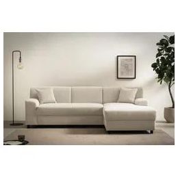 Ecksofa Inosign "Turah 2, L-Form, in Cord u. wasserabweisender Microfaser, Federkern" Sofas Gr. B/H/T: 241cm x 79cm x 146cm, Cord, Recamiere rechts, mit Bettfunktion, beige (creme) BTH: 24114679 cm, incl. Zierkissen, wahlweise mit Bettfunktion