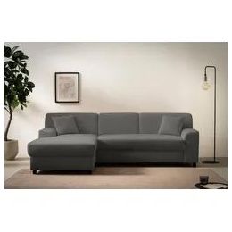 Ecksofa Inosign "Turah 2, L-Form, in Cord u. wasserabweisender Microfaser, Federkern" Sofas Gr. B/H/T: 241cm x 79cm x 146cm, Luxus-Microfaser flauschig, Recamiere links, mit Bettfunktion, grau (dunkelgrau) BTH: 24114679 cm, incl. Zierkissen, wahlweise mit Bettfunktion