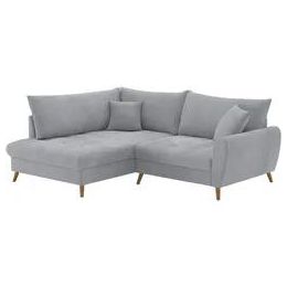 Ecksofa Home Affaire "Blackburn II" Sofas Gr. B/H/T: 230cm x 71cm x 190cm, Microfaser, Ottomane links, grau (memphis 45 grau) Wahlweise mit Kaltschaumpolsterung bis 140 kg belastbar