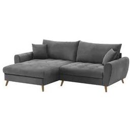 Ecksofa Home Affaire "Blackburn II, L-Form" Sofas Gr. B/H/T: 246cm x 71cm x 170cm, Microfaser, Recamiere links, schwarz (memphis 17 black) Mit Kaltschaumpolsterung bis 140 kg belastbar