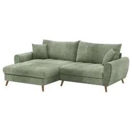 Ecksofa Home Affaire "Blackburn II, L-Form" Sofas Gr. B/H/T: 246cm x 71cm x 170cm, Veloursstoff, Recamiere links, grün (dolce 11 green) Mit Kaltschaumpolsterung bis 140 kg belastbar