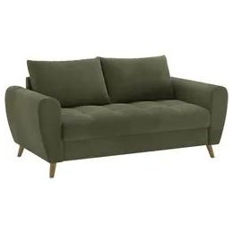 2,5-Sitzer Home Affaire "Blackburn II" Sofas Gr. B/H/T: 180 cm x 71 cm x 90 cm, Microfaser, grün (memphis 12 green) Mit Kaltschaumpolsterung bis 140 kg belastbar