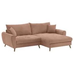 Ecksofa Home Affaire "Blackburn II" Sofas Gr. B/H/T: 246cm x 71cm x 170cm, Soft clean, Recamiere rechts, braun (novaclean avanti 9 ginger) Wahlweise mit Kaltschaumpolsterung bis 140 kg belastbar