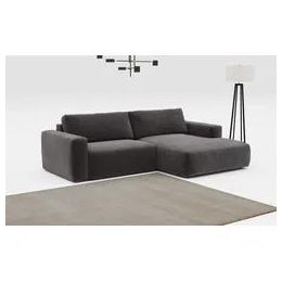 Ecksofa COTTA "Lasso L-Form" Sofas Gr. B: 288cm, Stoff Karo, Recamiere rechts, grau (anthrazit) mit breiter Recamiere im trendigen Cord oder angenehmen Strukturstoff