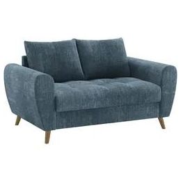 2-Sitzer Home Affaire "Blackburn II" Sofas Gr. B/H/T: 160cm x 71cm x 90cm, Veloursstoff, blau (dolce 13 ocean) Mit Kaltschaumpolsterung bis 140 kg belastbar