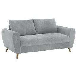 2,5-Sitzer Home Affaire "Blackburn II" Sofas Gr. B/H/T: 180cm x 71cm x 90cm, Veloursstoff, silberfarben (dolce 14 silver) Mit Kaltschaumpolsterung bis 140 kg belastbar