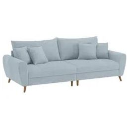 Big-Sofa Home Affaire "Blackburn II" Sofas Gr. B/H/T: 260cm x 71cm x 108cm, Cord, blau (stripes 8624 grau) Wahlweise mit Kaltschaumpolsterung bis 140 kg belastbar