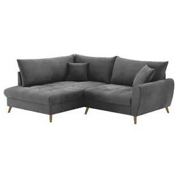 Ecksofa Home Affaire "Blackburn II" Sofas Gr. B/H/T: 230cm x 71cm x 190cm, Microfaser, Ottomane links, schwarz (memphis 17 black) Wahlweise mit Kaltschaumpolsterung bis 140 kg belastbar