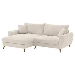 Ecksofa Home Affaire "Blackburn II" Sofas Gr. B/H/T: 246cm x 71cm x 170cm, Soft clean, Recamiere links, beige (novaclean avanti 4 ecru) Wahlweise mit Kaltschaumpolsterung bis 140 kg belastbar