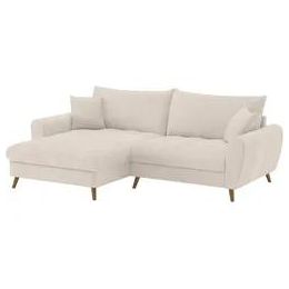 Ecksofa Home Affaire "Blackburn II" Sofas Gr. B/H/T: 246cm x 71cm x 170cm, Cord, Recamiere links, beige (stripes 8622 narur) Wahlweise mit Kaltschaumpolsterung bis 140 kg belastbar