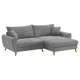 Ecksofa Home Affaire "Blackburn II, L-Form" Sofas Gr. B/H/T: 246cm x 71cm x 170cm, Microfaser, Recamiere rechts, grau (memphis 20 stone) Mit Kaltschaumpolsterung bis 140 kg belastbar