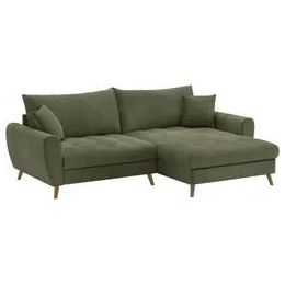 Ecksofa Home Affaire "Blackburn II, L-Form" Sofas Gr. B/H/T: 246cm x 71cm x 170cm, Microfaser, Recamiere rechts, grün (memphis 12 green) Mit Kaltschaumpolsterung bis 140 kg belastbar