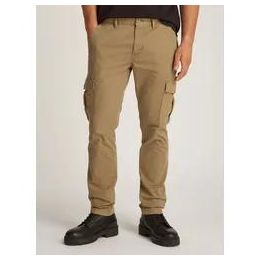 Cargohose Tommy Jeans "TJM AUSTIN CARGO" Gr. 38, Länge 34, vintage camel, Herren, Web, Obermaterial: 98% Baumwolle, 2% Elasthan, unifarben, Hosen, mit Logostickerei