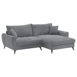 Ecksofa Home Affaire "Blackburn II" Sofas Gr. B/H/T: 246cm x 71cm x 170cm, Soft clean, Recamiere rechts, grau (novaclean avanti 1 stone) Wahlweise mit Kaltschaumpolsterung bis 140 kg belastbar