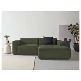 Ecksofa Andas "Noord" Sofas Gr. B/H/T: 234cm x 71cm x 161cm, Webstoff, Recamiere rechts, grün (khaki) mit Kedernaht, Breite 234 cm, Cord, Struktur, Webstoff