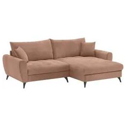 Ecksofa Home Affaire "Blackburn II" Sofas Gr. B/H/T: 246cm x 71cm x 170cm, Soft clean, Recamiere rechts, braun (novaclean avanti 9 ginger) Wahlweise mit Kaltschaumpolsterung bis 140 kg belastbar