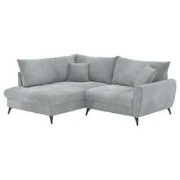 Ecksofa Home Affaire "Blackburn II" Sofas Gr. B/H/T: 230cm x 71cm x 190cm, Velours, Ottomane links, silberfarben (dolce 14 silber) Wahlweise mit Kaltschaumpolsterung bis 140 kg belastbar