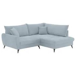 Ecksofa Home Affaire "Blackburn II" Sofas Gr. B/H/T: 230cm x 71cm x 190cm, Soft clean, Ottomane rechts, blau (novaclean avanti 14 blue grey) Wahlweise mit Kaltschaumpolsterung bis 140 kg belastbar