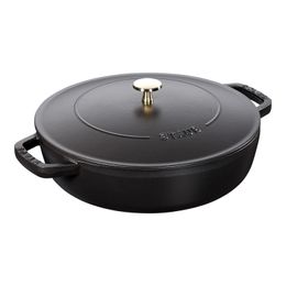 Staub Braisers Bräter mit Chistera Drop-Structure 28 cm, rund, Schwarz, Gusseisen