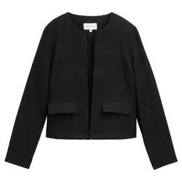 Tom Tailor Damen Bouclé Blazer-Jacke, schwarz, Uni, Gr. 36