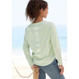 ELBSAND Longsleeve 'Tinna' pastellgrün Gr. L (40) für Damen. Rundhals und Logodruck. Figurumspielend. Nachhaltig.