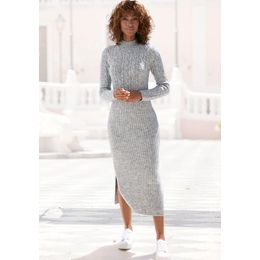 Lascana Strickkleid grau Gr. 34 für Damen. Figurbetont