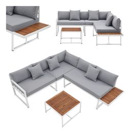 Juskys Gartenm&ouml;bel Lounge St. Tropez f&uuml;r 4 Personen - Set Tisch, Sofa & Kissen - Balkonm&ouml;bel Wei&szlig;