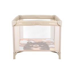 Kikkaboo Laufstall Enjoy Reisebett klappbar, Matratze, Sichtfenster, Tragetasche beige/braun