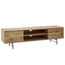 FineBuy TV-Board Kommode 160cm MDF Eiche Dekor Design Lowboard mit 2 T&uuml;ren & Ablage Fernsehschrank