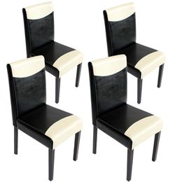 MCW 4er-Set Esszimmerstuhl Stuhl K&uuml;chenstuhl Littau ~ schwarz-wei&szlig;, dunkle Beine