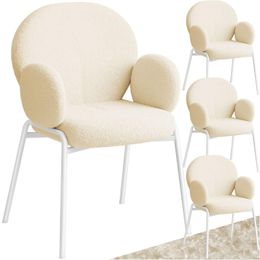 TecTake&reg; Stuhl, gepolstert mit Boucl&eacute;-Bezug, runde Stahlbeine, Belastbarkeit 120 kg, 61,5 x 62 x 90 cm