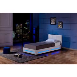 Home Deluxe LED Bett Asteroid 90 x 200, Wei&szlig;