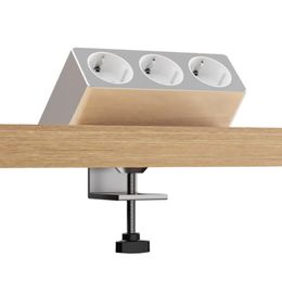 Luxor 3-fach Steckdose, EU-Schutzkontakt, 2m Kabel, Tischklemme, Untertischmontage, B&uuml;rosteckdose, Mehrfachsteckdose Tisch, 230VAC, Schreibtischsteckdose, Flexibel montierbar, Kabelmanagement, 16A