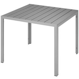 TecTake&reg; Aluminium Gartentisch, Oberfl&auml;che in Holzoptik, 2 h&ouml;henverstellbare F&uuml;&szlig;e, 90 x 90 x 74,5 cm