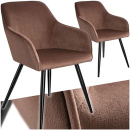 TecTake&reg; Esszimmerstuhl, gepolstert, in Samtoptik, schwarze Stahlbeine, 58 x 62 x 82 cm