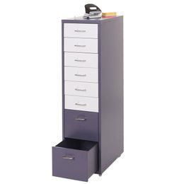 MCW Rollcontainer Preston T851, Schubladenschrank Stahlschrank, 110x28x41cm 8 Schubladen ~ dunkelgrau wei&szlig;-dunkelgrau