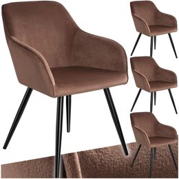 TecTake&reg; Esszimmerstuhl, gepolstert, in Samtoptik, schwarze Stahlbeine, 58 x 62 x 82 cm