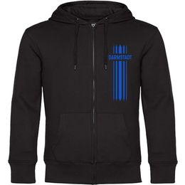 multifanshop Kapuzen Sweatshirt Jacke - Darmstadt - Streifen - Druck blau - Jacke