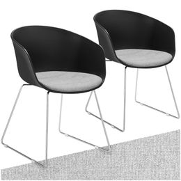 TecTake&reg; Kunststoff-Armlehnstuhl, Kunststoffschale, gepolstert, schlanke Stahlbeine, 59,5 x 56 x 80,5 cm