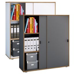 Vcm B&uuml;roschrank mit 3 F&auml;chern moderner Aktenschrank mit Schiebet&uuml;ren Ma&szlig;e ca. H. 110 x B. 100 x T. 37 cm&ndash; Salia 3-Fach